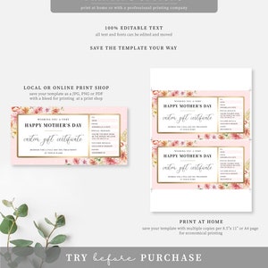 Happy Mother's Day Gift Voucher, Fully Custom Printable Gift ...