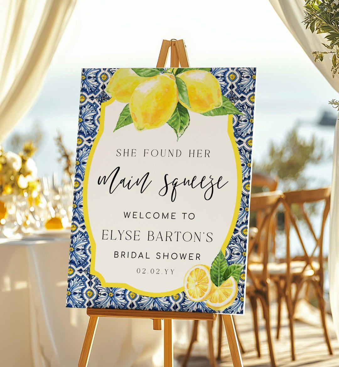She Found Her Main Squeeze Welcome Sign, Lemons Bridal Shower Printable ...