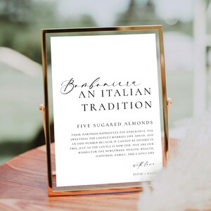 An Italian Tradition Sign, Printable Five Sugared Almonds Sign ...