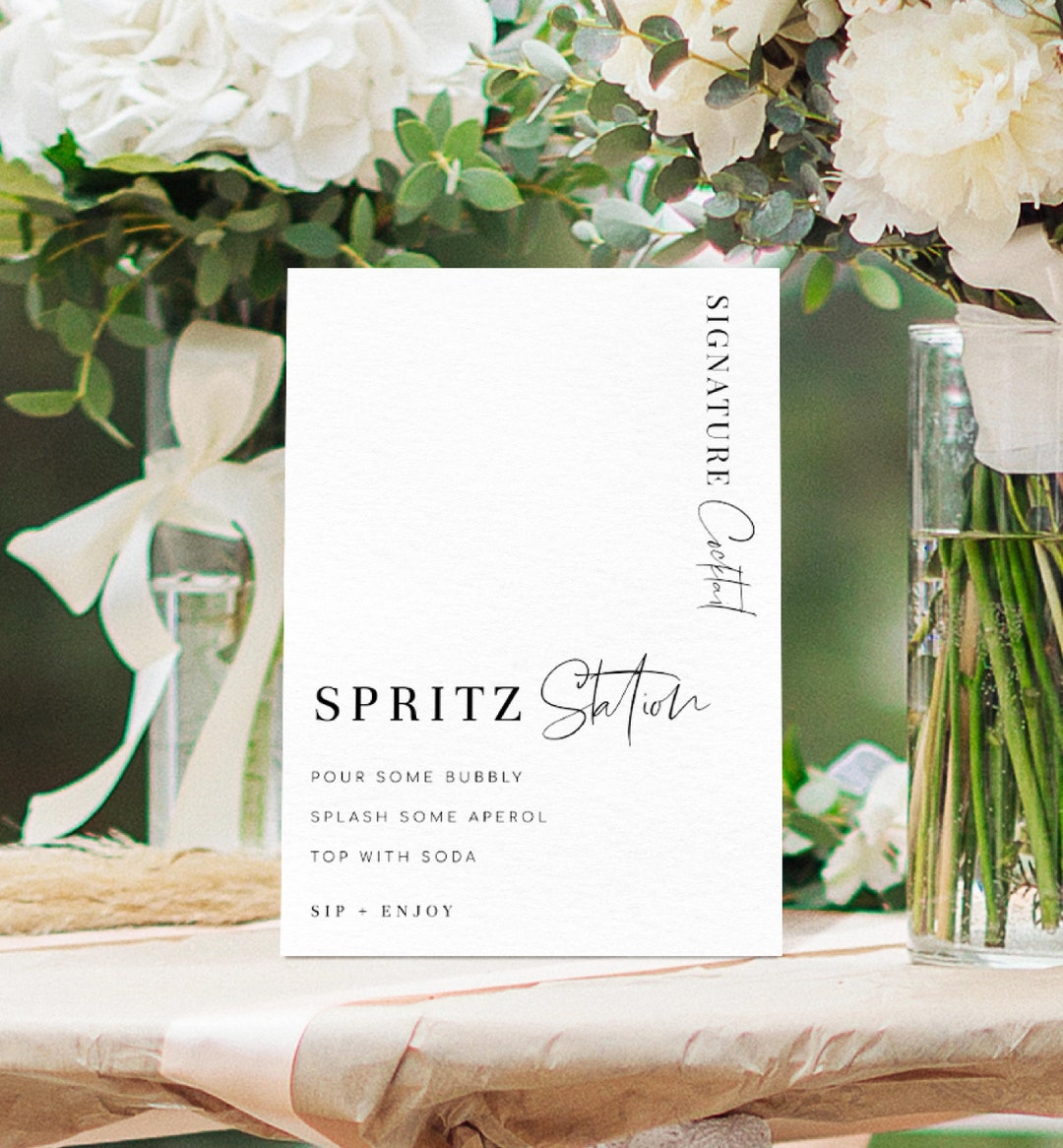 Printable Spritz Station Sign, Modern Minimalist Alcohol Spritz ...