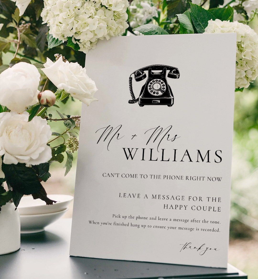 Printable Voicemail Audio Guestbook Sign, Minimalist Wedding Guestbook ...