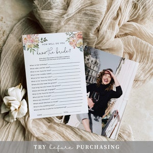 How Well Do You Know the Bride Printable Bridal Shower Game Template ...