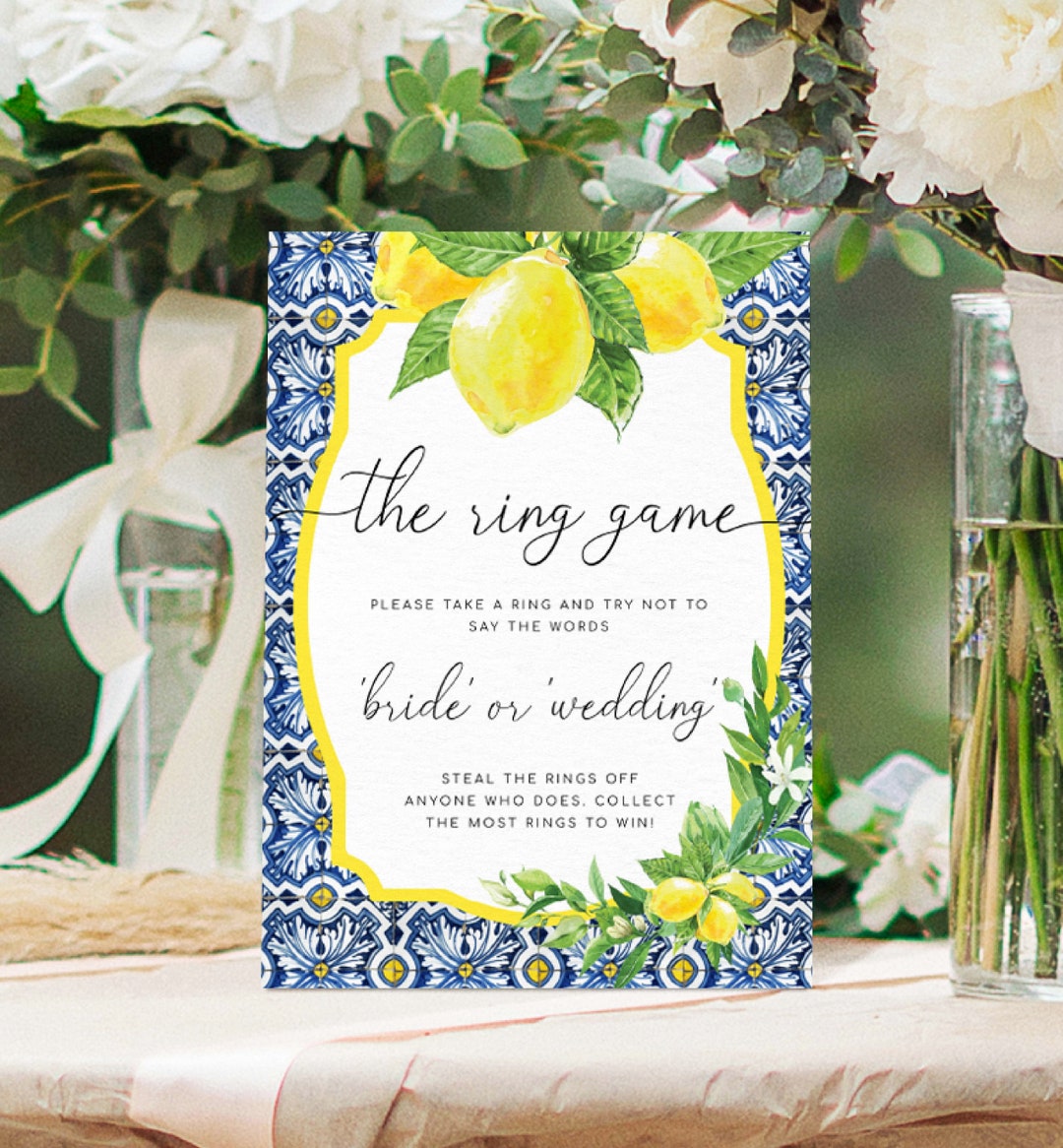 The Ring Game Sign, Printable Don't Say Bride or Wedding Game Sign ...