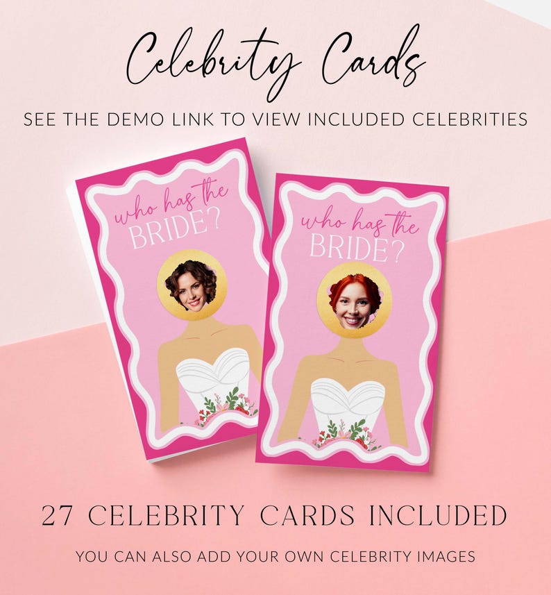 Celebrity Bridal Shower Game: Hot Pink Scratch-off (digital Download ...