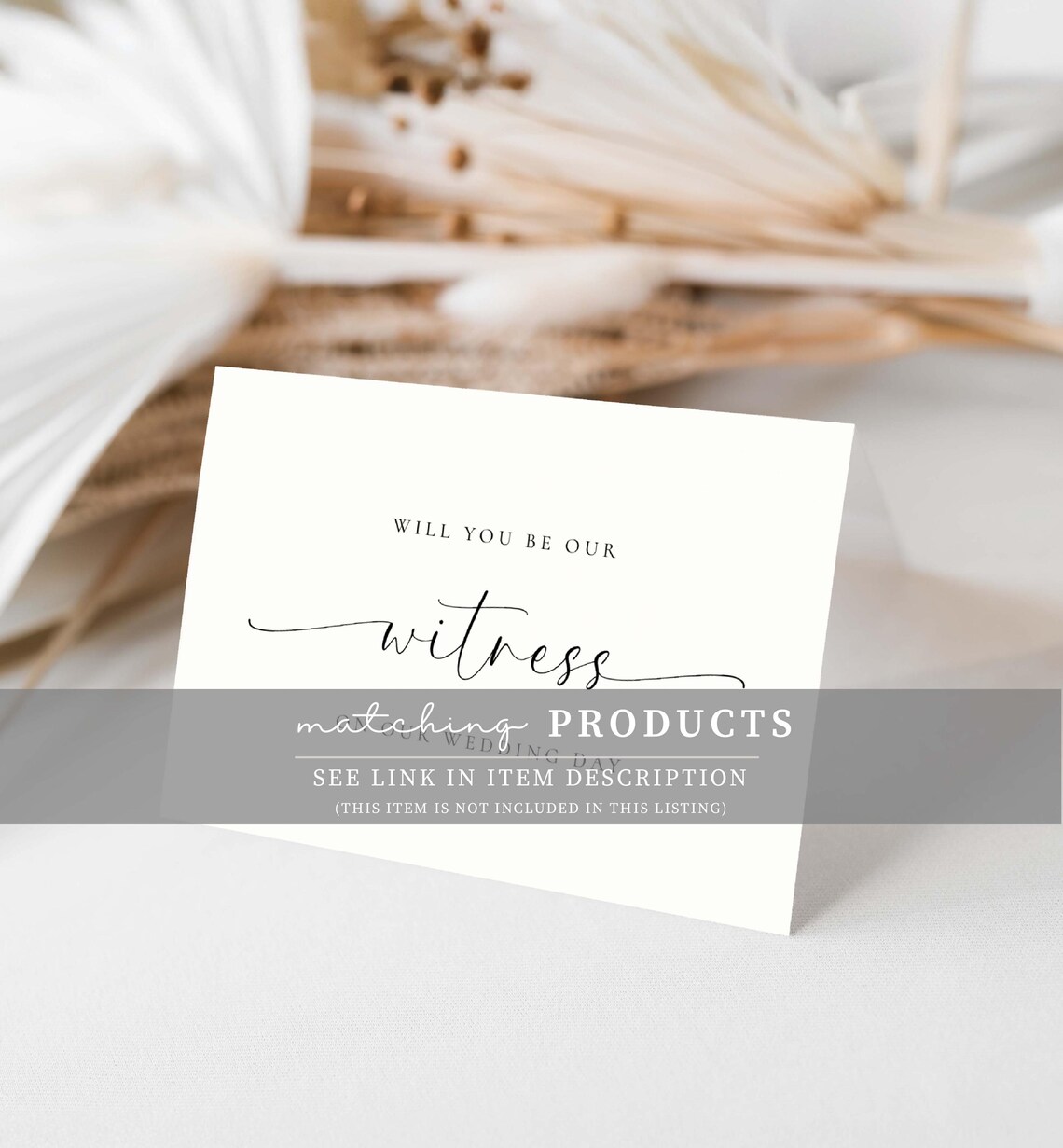 Printable Witness Thank You Card Template: Minimalist Wedding (5x7 Inch ...