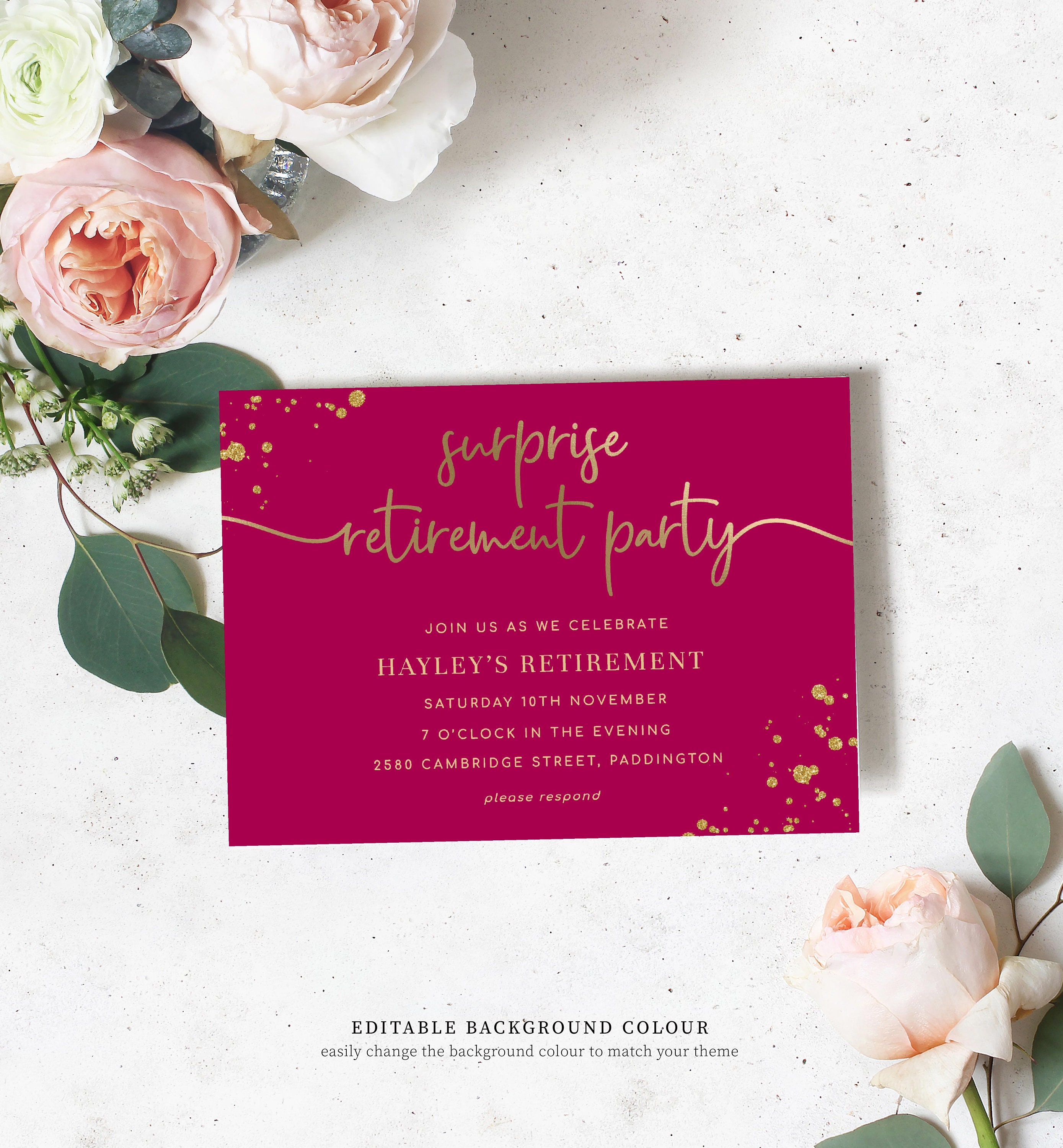 Editable Surprise Retirement Party Invitation Printable Red | Etsy