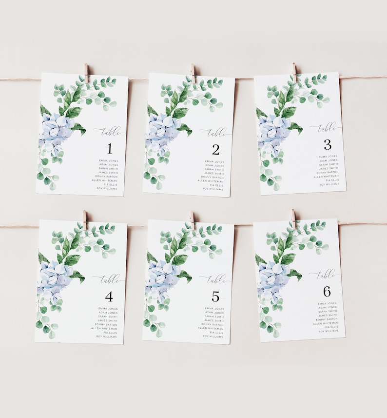 Printable Seating Chart Card Template Table Numbers Guest - Etsy