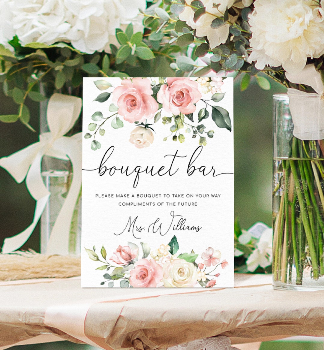 Printable Bouquet Bar Sign, Flower Bar Sign, Bridal Shower Bouquet ...
