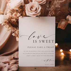 Printable Love is Sweet Favors Sign, Minimalist Wedding Favors Table ...