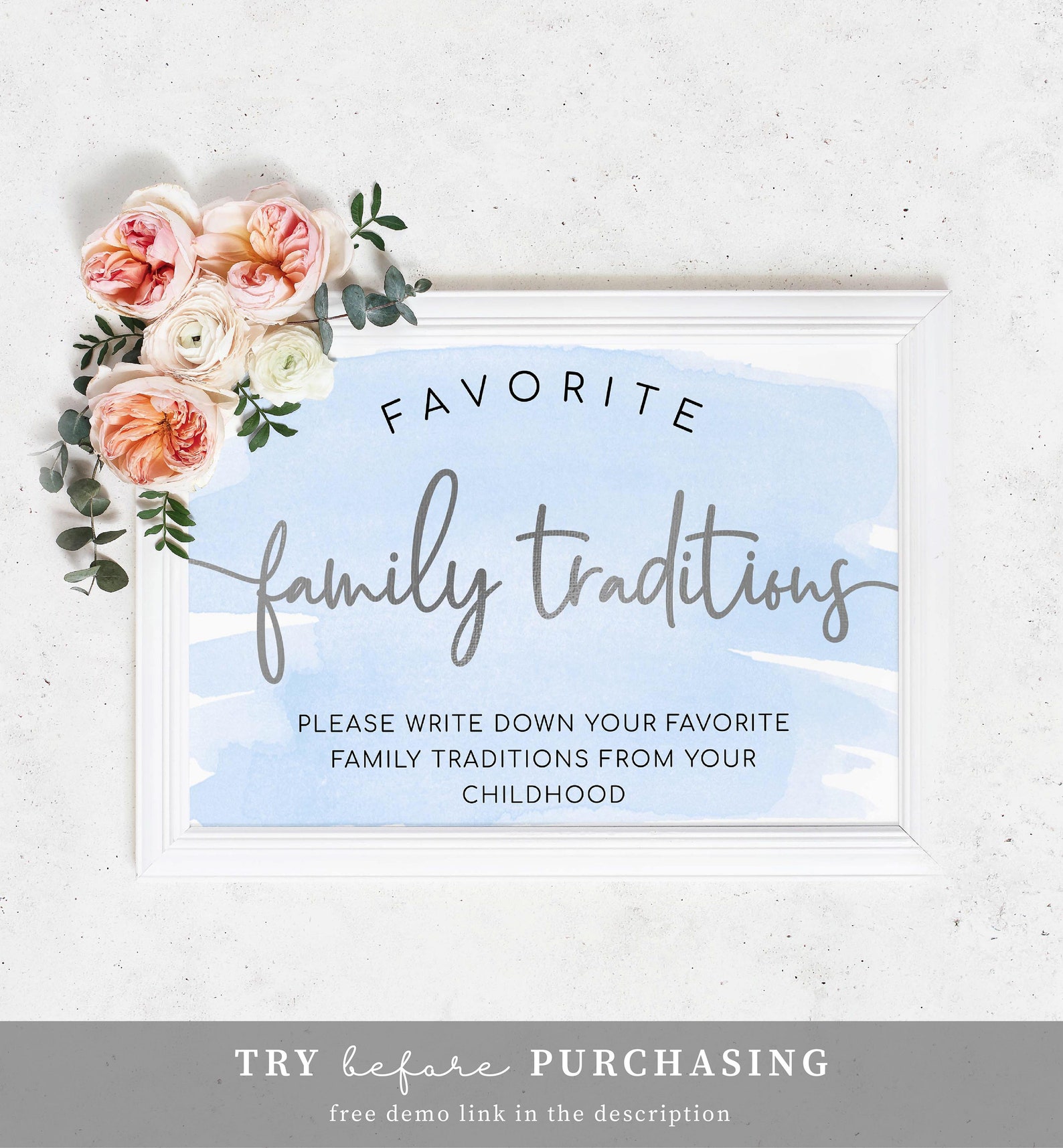 Favorite Family Tradition Sign and Cards - Editable Write Down Your ...