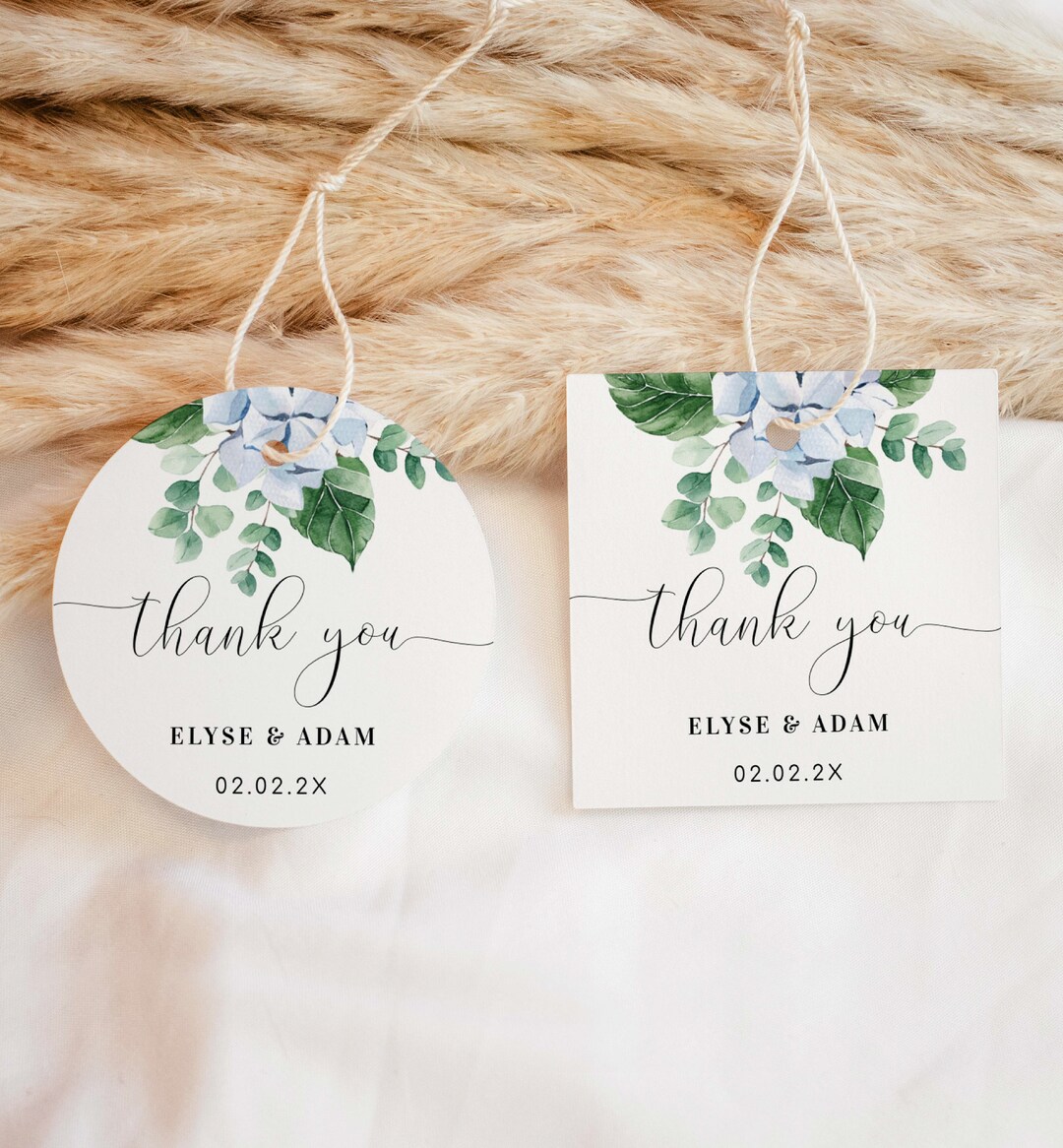 Printable Favor Tag Template, Blue Hydrangea Boy Baby Shower Thank You ...