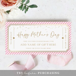 Printable Mother's Day Gift Voucher, Mother's Day Afternoon Tea Gift ...