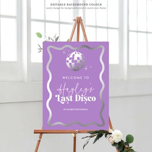 Printable Last Disco Welcome Sign Template, Wave Curvy Line, Hot Pink ...
