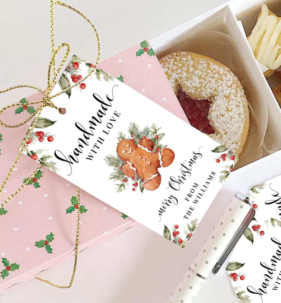 Handmade With Love Christmas Baking Tag, Baked With Love Tag, Cookie ...