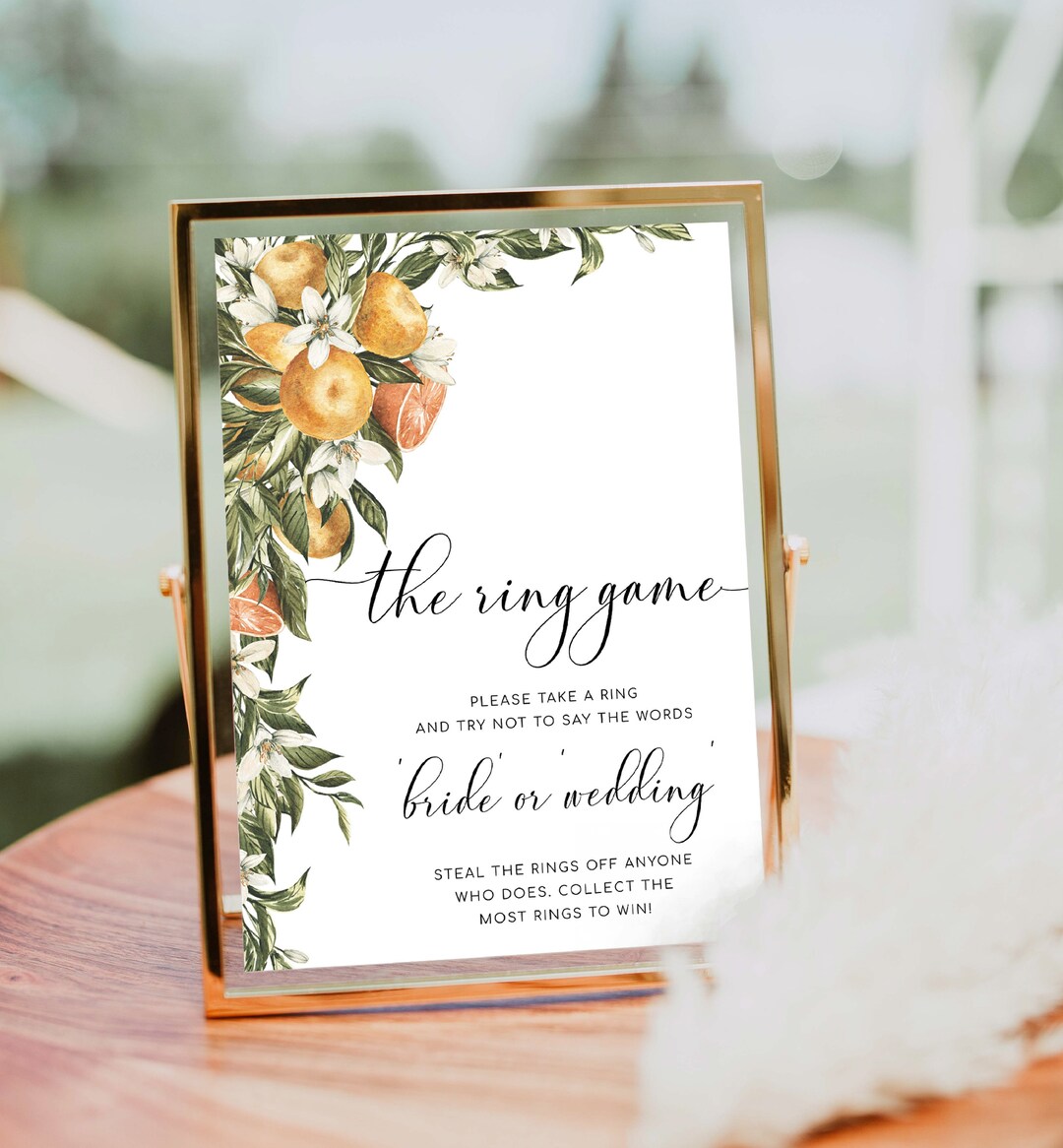 The Ring Game Sign, Printable Don't Say Bride or Wedding Game Sign ...