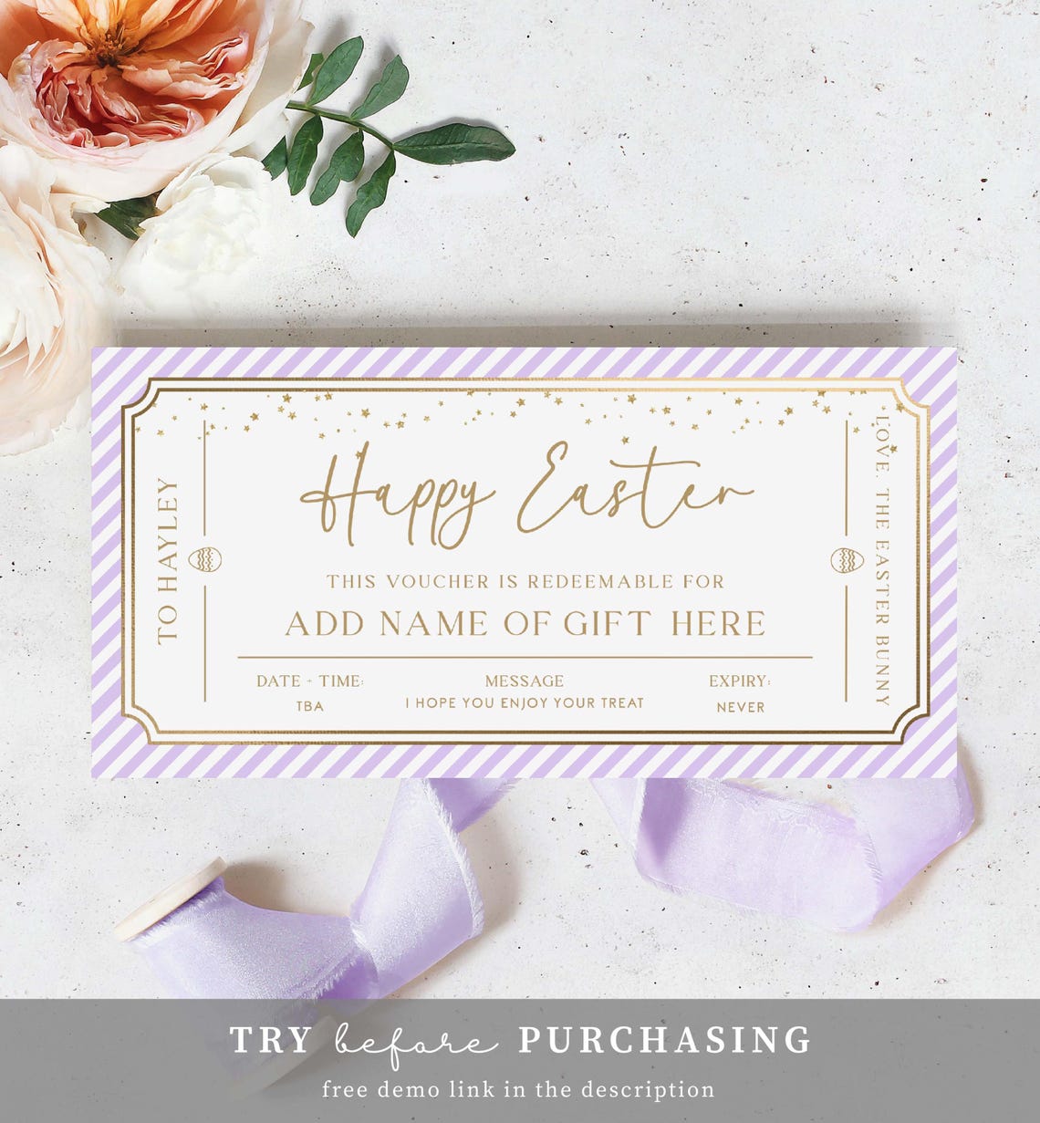 Easter Gift Voucher Template, Fully Custom Printable Gift Certificate ...