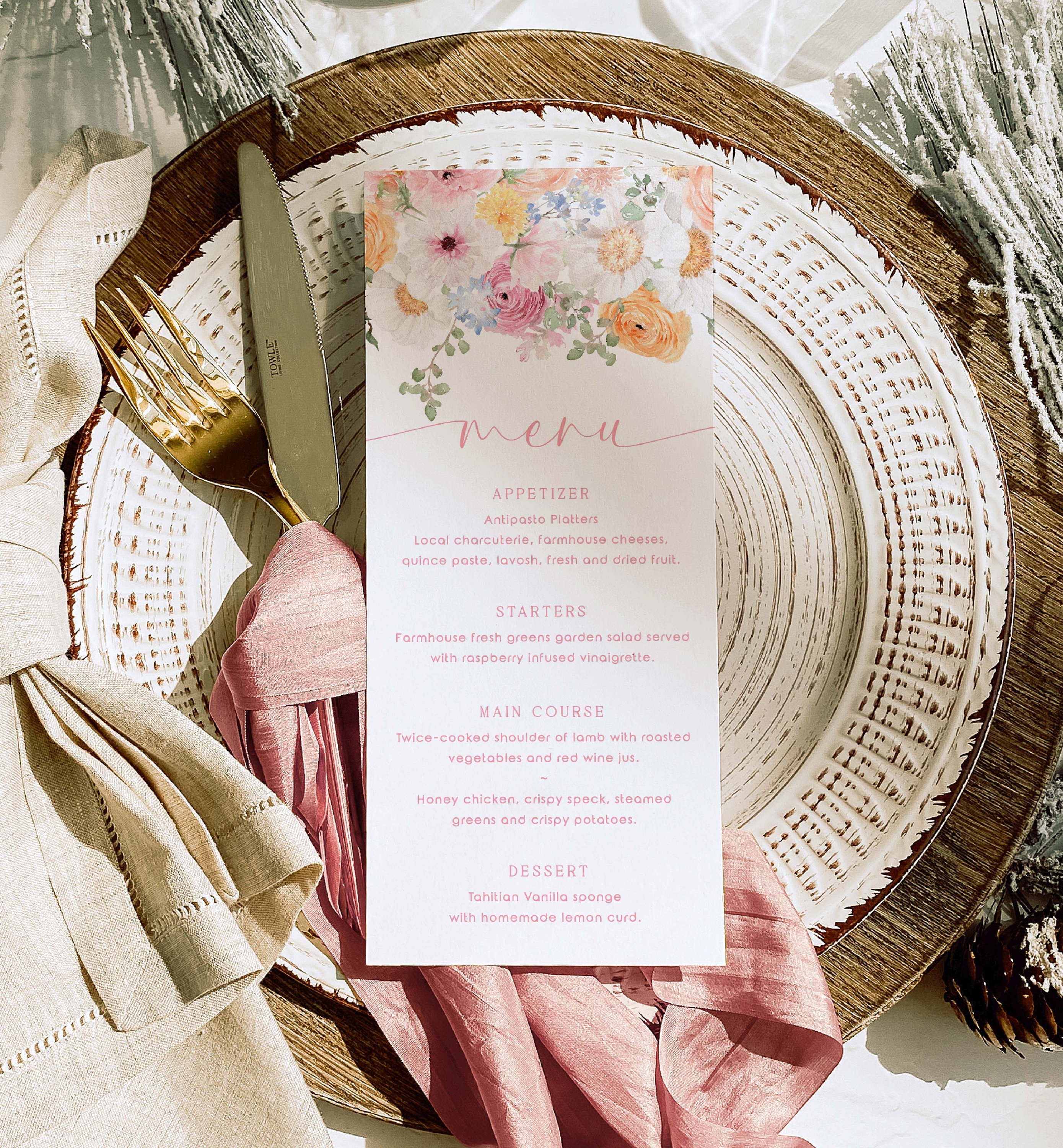 Floral Menu Template, Printable Spring Brunch Menu (digital Download ...