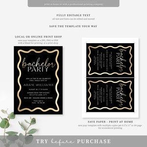 Printable Bachelor Party Invitation Template, Bucks Party Evite, Wave ...