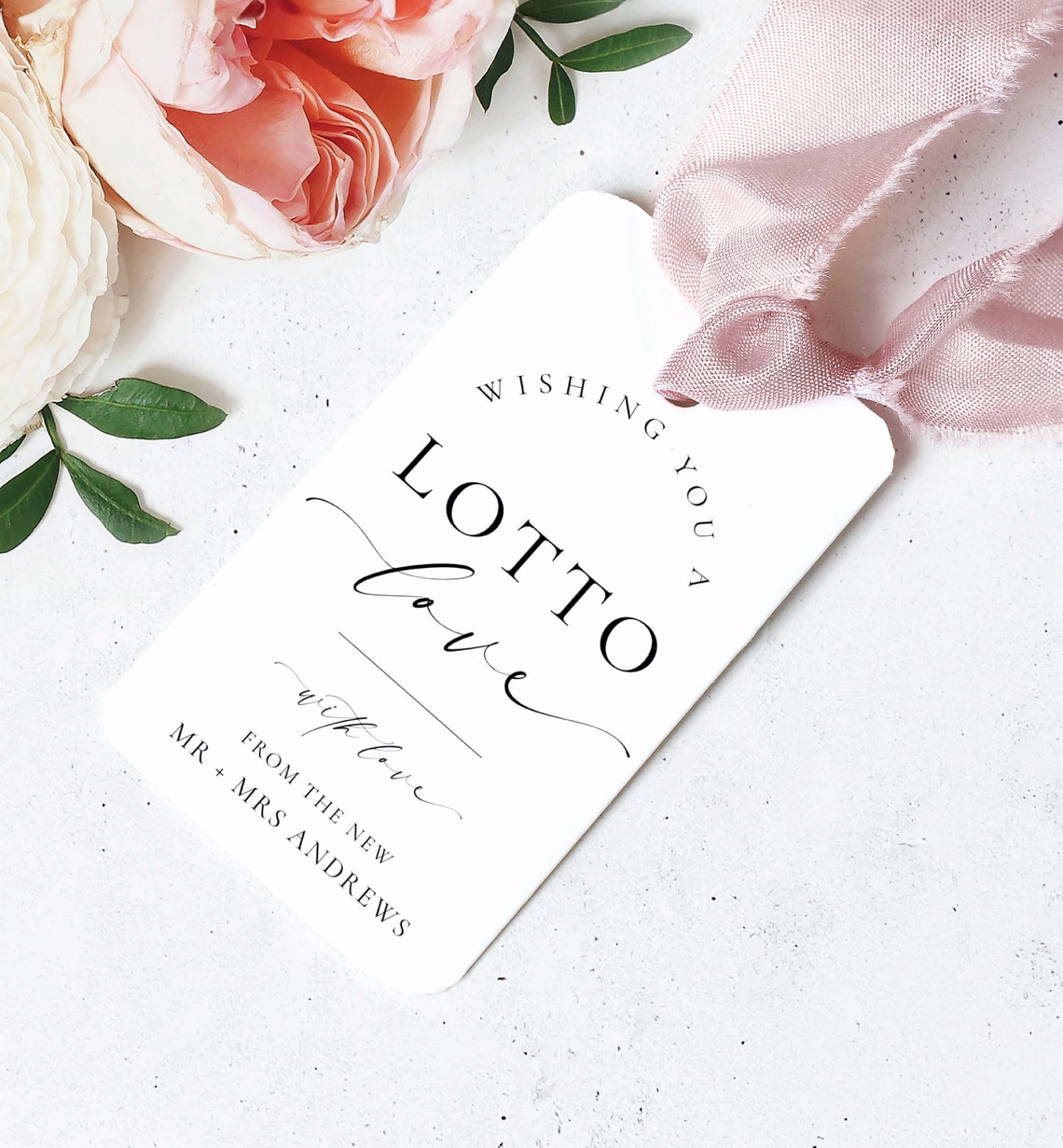 Printable Lotto Love Favor Tag, Minimalist Scratch Card Wedding Favor ...