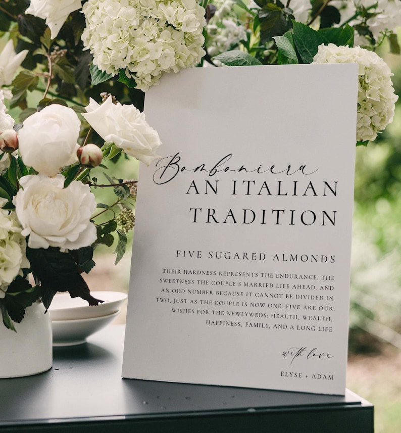 Italian Wedding Tradition Sign, Five Sugared Almonds (printable ...