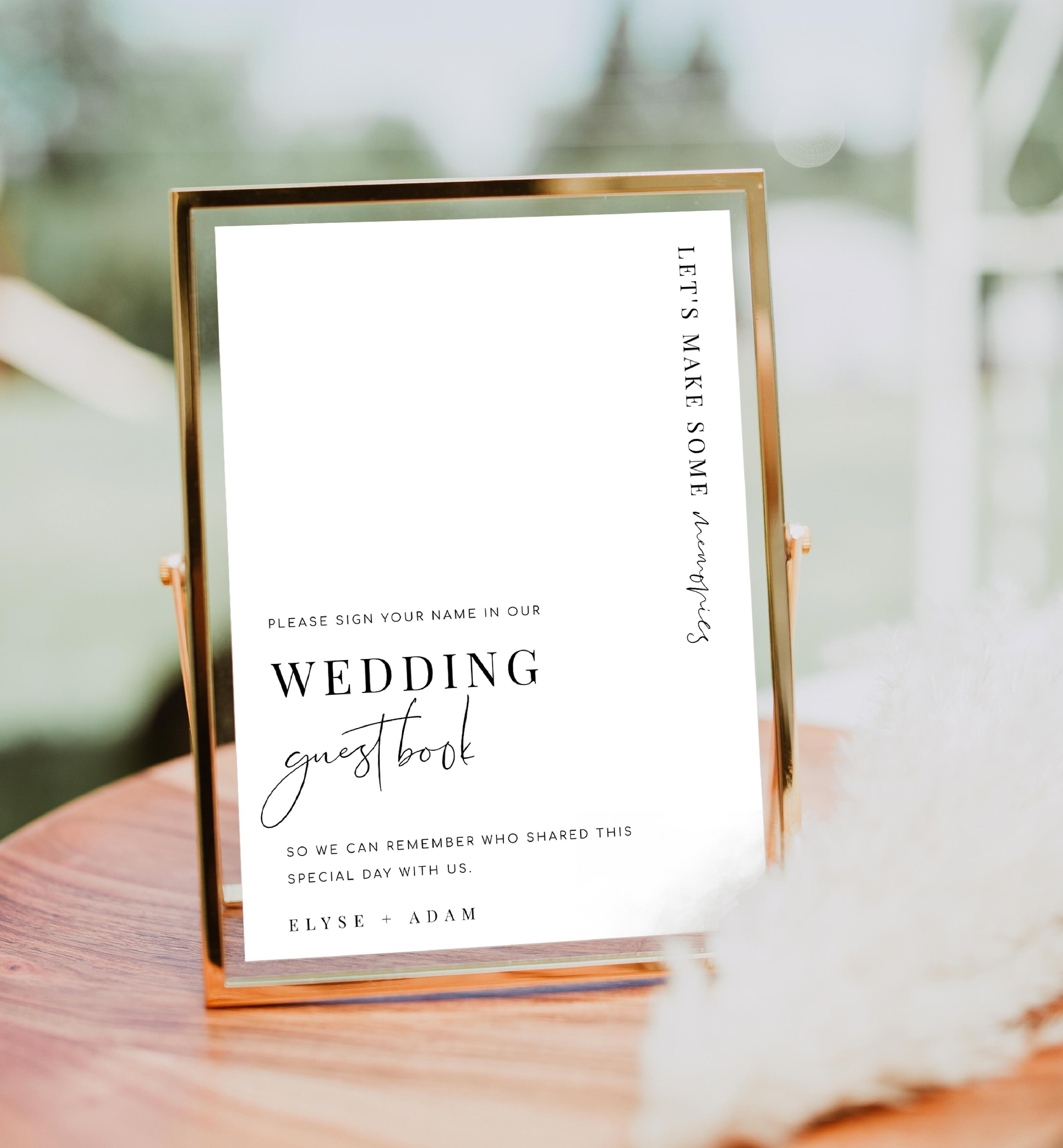 Printable Wedding Guest Book Sign, Minimalist Wedding Keepsake Memories ...