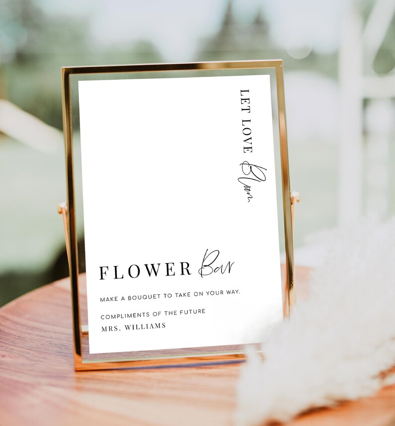 Editable Flower Bar Sign Printable Minimalist Bridal Shower - Etsy