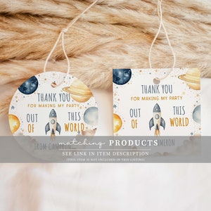 Rocket Ship Outer Space Birthday Favor Tag, Printable First Trip Around ...