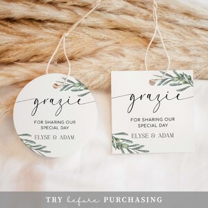 Printable Grazie Favor Tags, Olive Branch Greenery Wedding Favor Tags ...