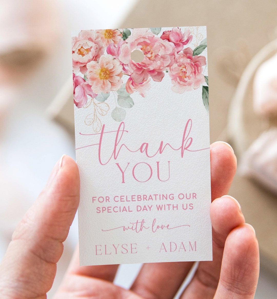 Printable Thank You Favor Tag, Hot Pink Peony Favor Tag Template ...