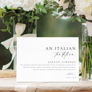 An Italian Tradition Sign, Printable Jordan Almonds Sign, Minimalist ...