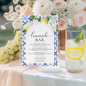 Mediterranean Lemonade Bar Sign, Blue Tile Menu (printable), the Med - Etsy
