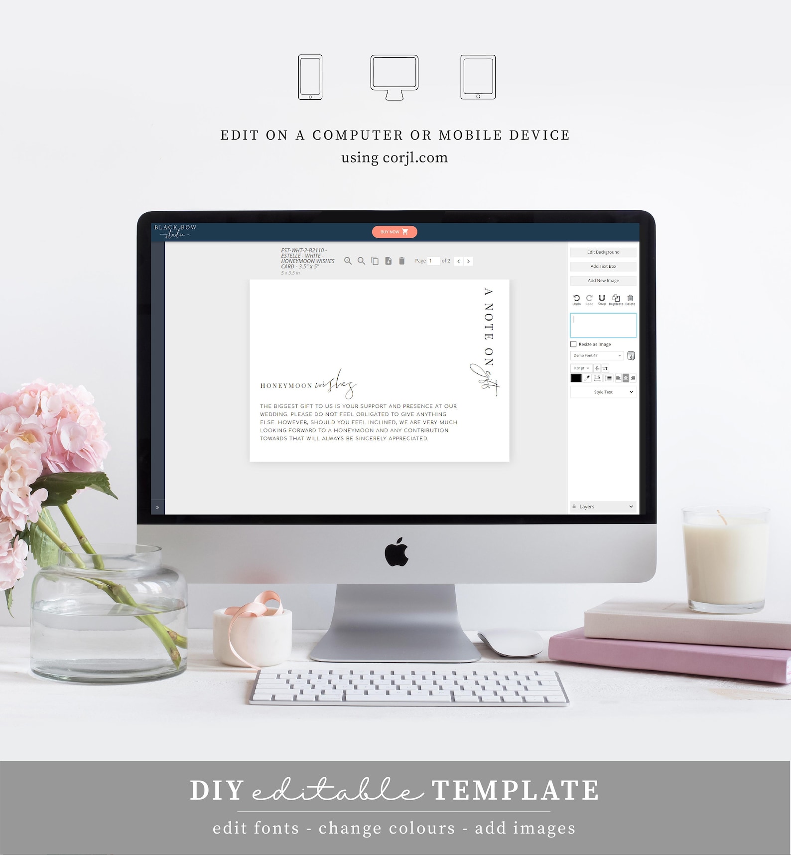 Minimalist Honeymoon Wishes Card, Wedding Wishing Well Printable ...