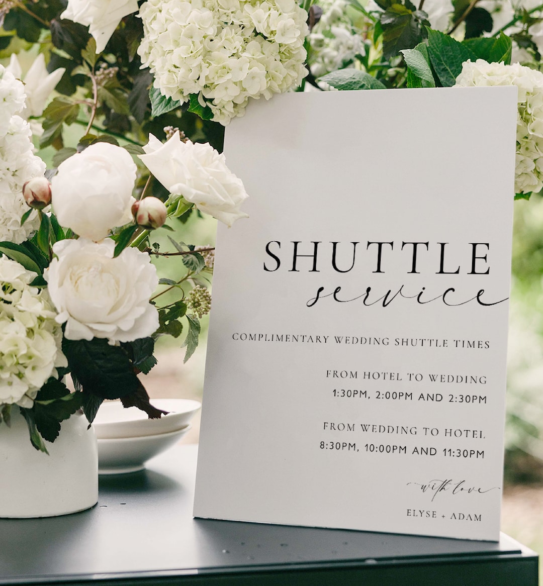 Shuttle Service Sign Template, Printable Wedding Venue Transport Sign ...
