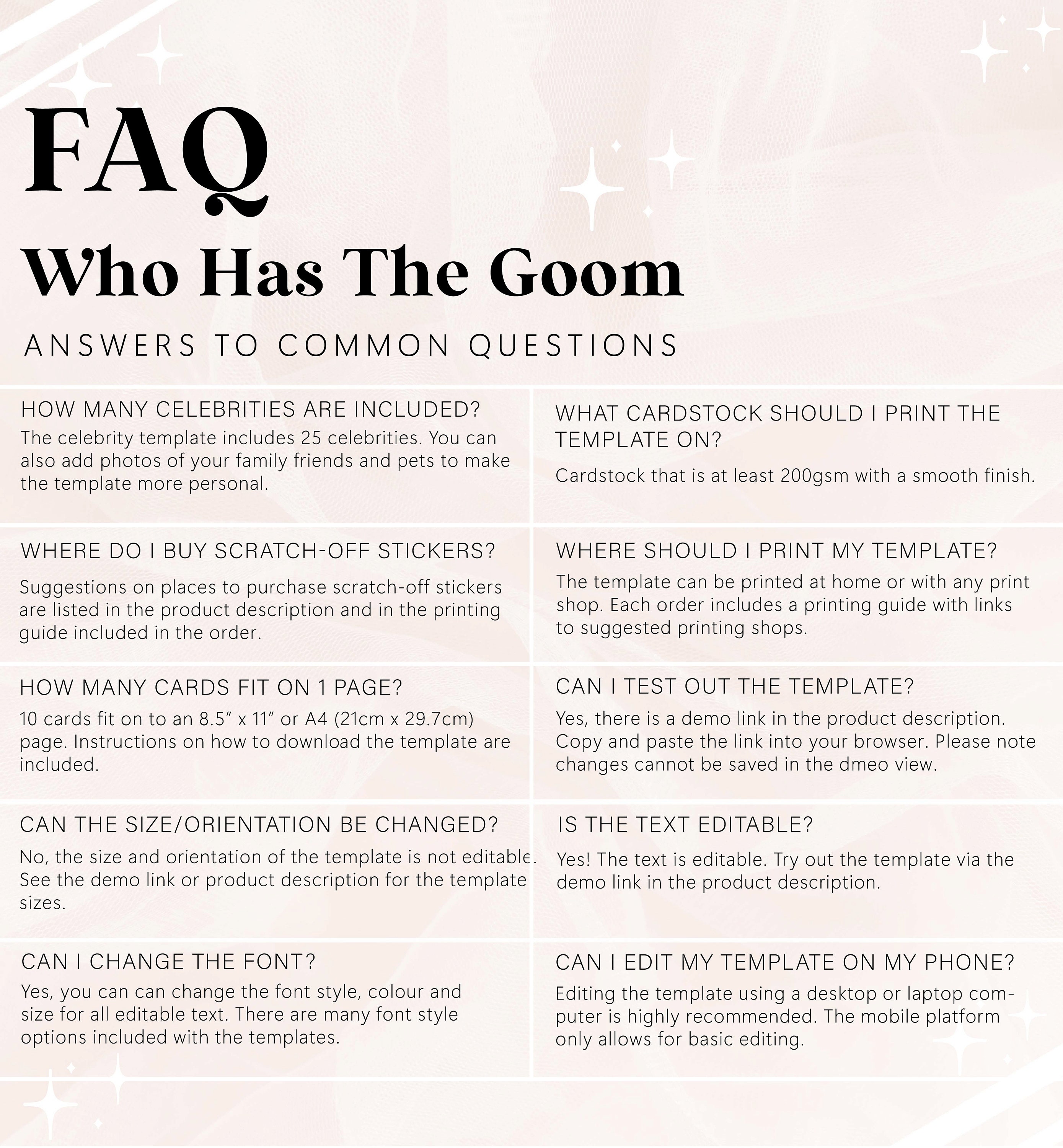 Celebrity Who Has the Groom Printable Bridal Shower Game, Scratch-off ...