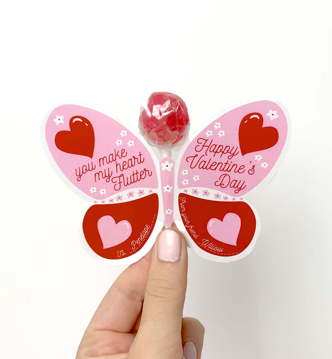 Butterfly Valentine's Day Lollipop Tags Template, Printable You Make My ...