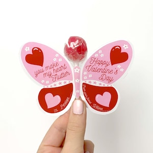 Butterfly Valentine's Day Lollipop Tags Template, Printable You Make My ...