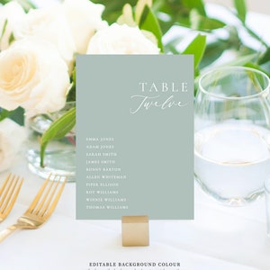 Wedding Banquet Table Numbers With Guest Names, Modern Minimal Wedding ...