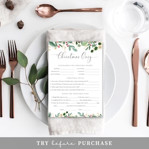 Printable Christmas Quiz - Editable Christmas Holly Greenery Festive ...