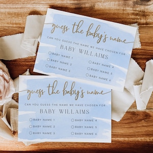 Guess the Baby's Name Game Template, Blue Watercolour Guess the Baby ...