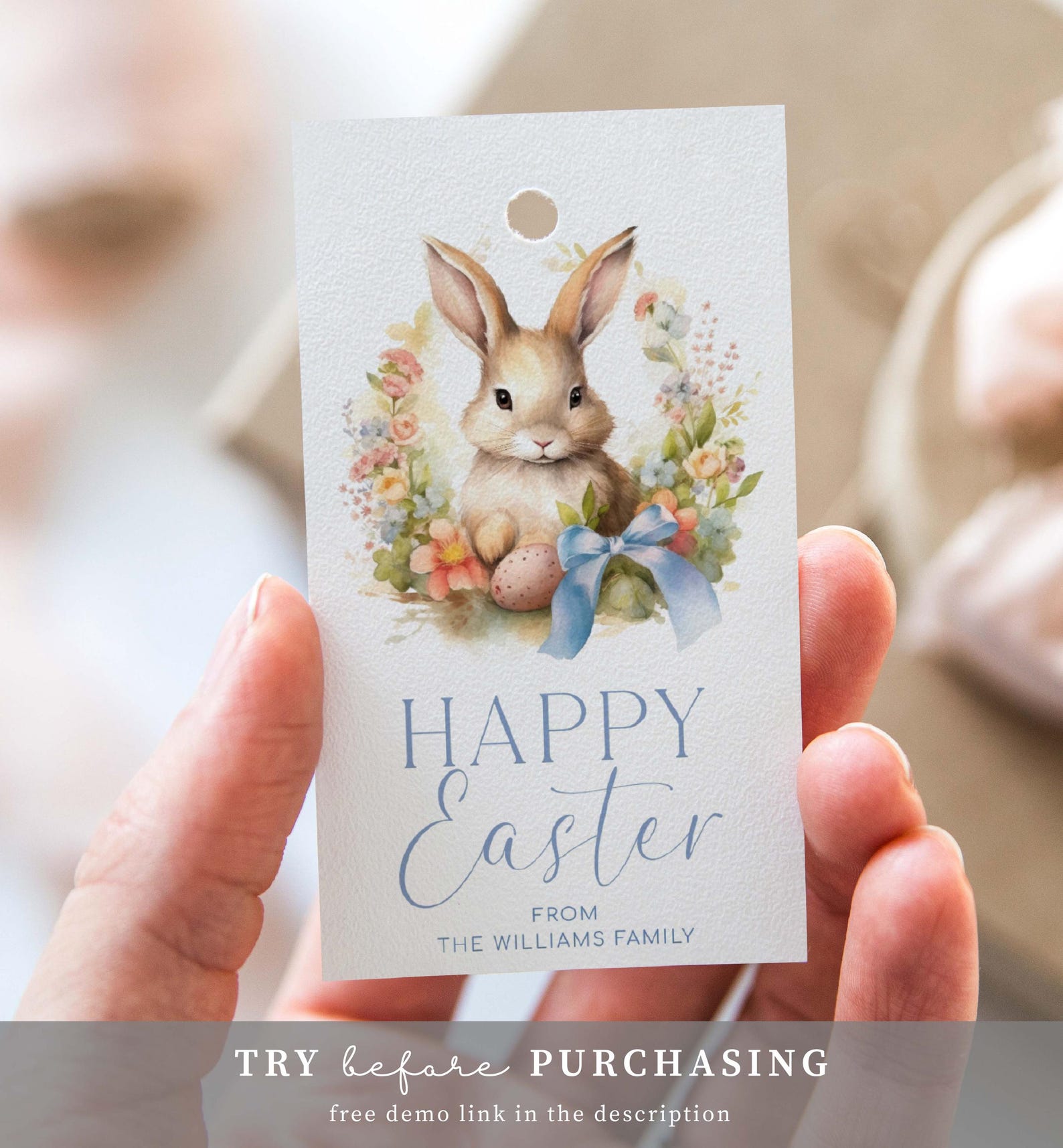 Easter Happy Easter Tag Template, Printable Easter Bunny Gift Tag ...