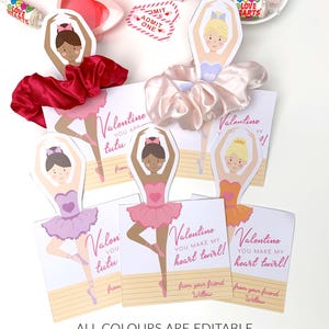 Printable Valentine's Day Scrunchie Tag Template, Ballerina Valentine's ...