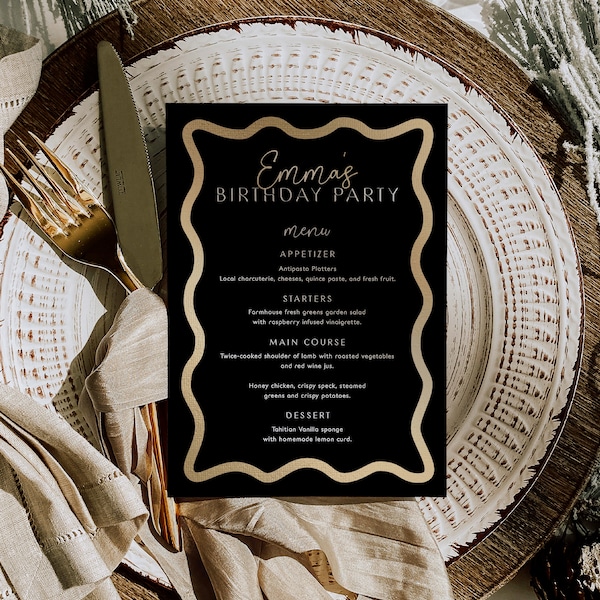 Curvy Menu - Etsy