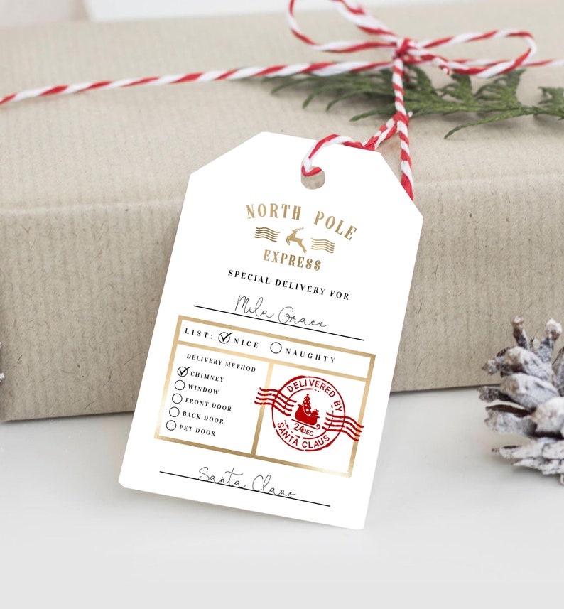 Printable North Pole Express Gift Tag, Santa Delivery (digital Download ...