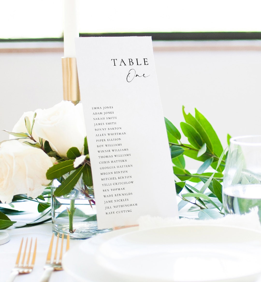 Wedding Banquet Table Numbers With Guest Names, Modern Minimal Wedding ...