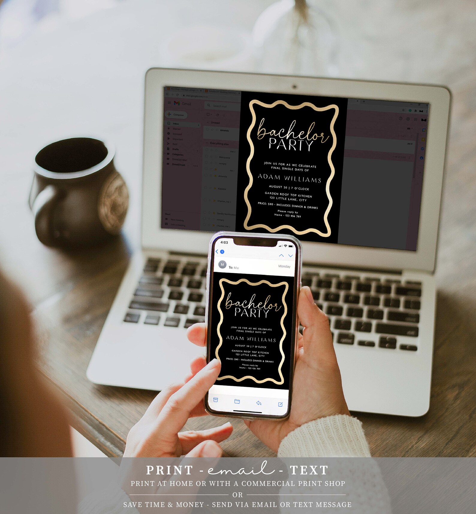 Printable Bachelor Party Invitation Template, Bucks Party Evite, Wave ...