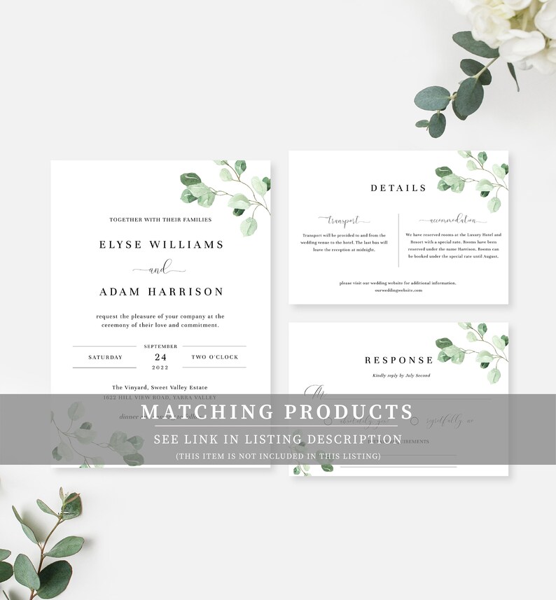 Eucalyptus Greenery Modern Welcome Sign Editable Minimalist | Etsy