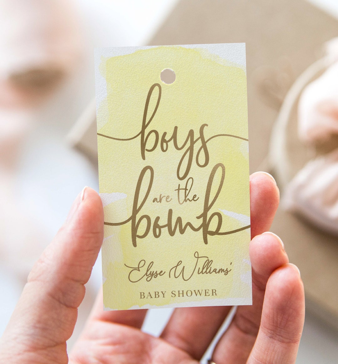 Boys Are the Bomb Tag, Editable Boy Baby Shower Bath Bomb Favor Tag ...