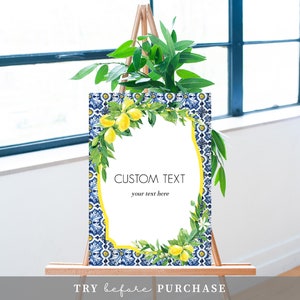 Positano Blue Tile Lemon Custom Text Sign Positano Blue Tile - Etsy