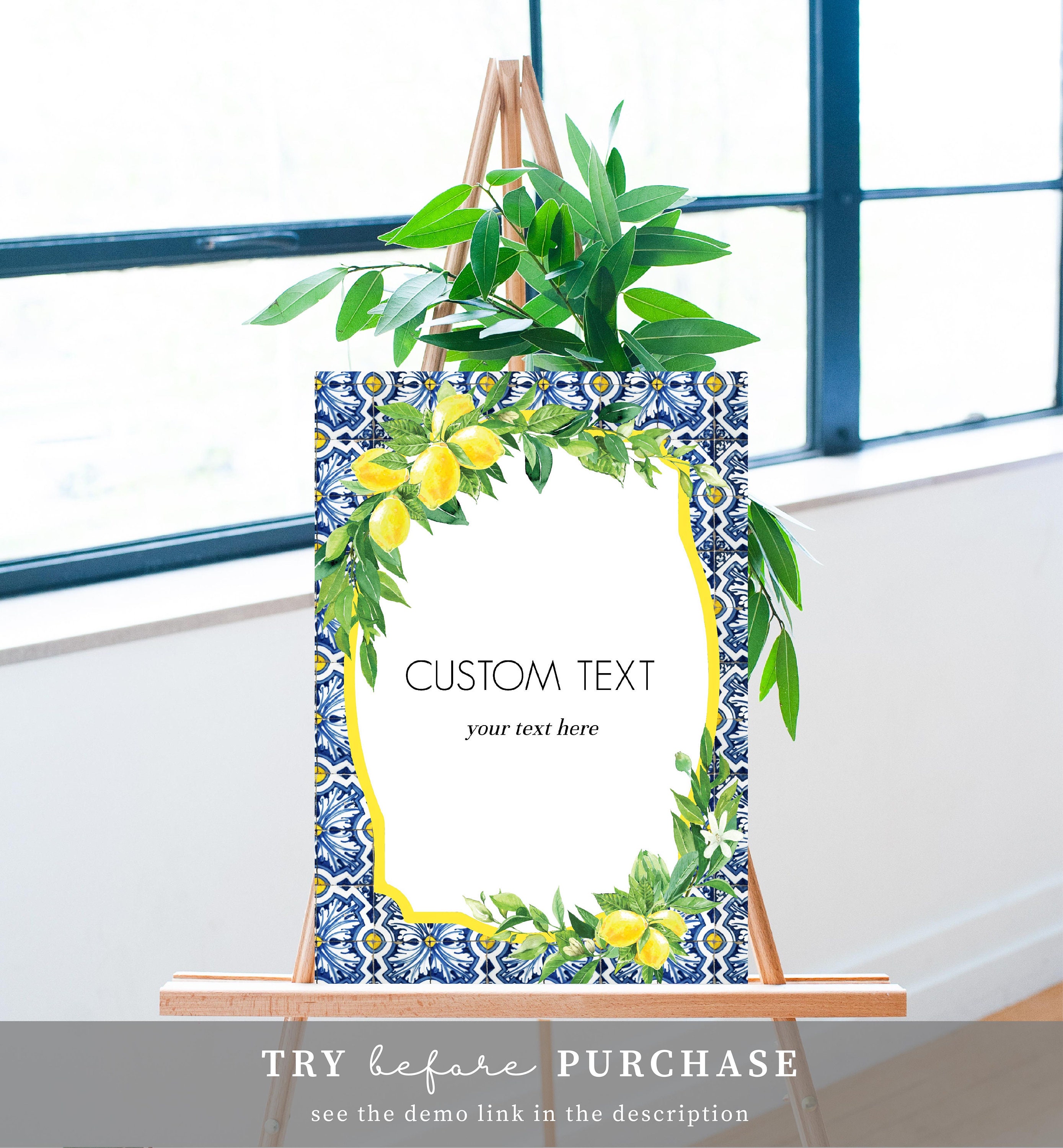 Positano Blue Tile Lemon Custom Text Sign Positano Blue Tile - Etsy ...