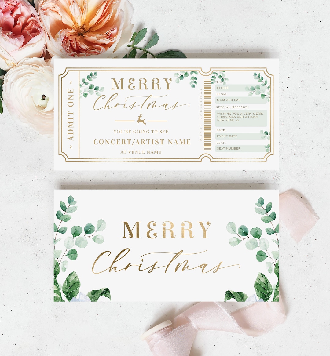 Christmas Concert Ticket Gift Certificate Template: Printable Music ...